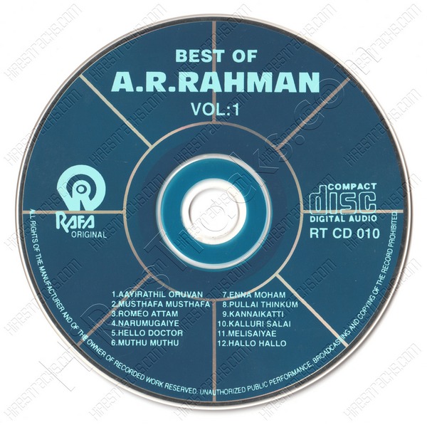 Best Of A.R. Rahman – Vol 1 (1995) (A.R. Rahman) [RAFA – RTCD 010] [ACD ...